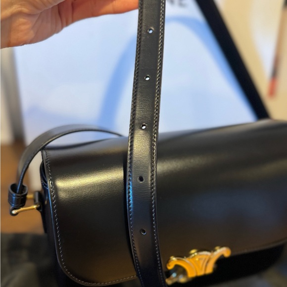 Celine | Bags | Celine New Classique Triomphe Medium Bag Purse Black ...